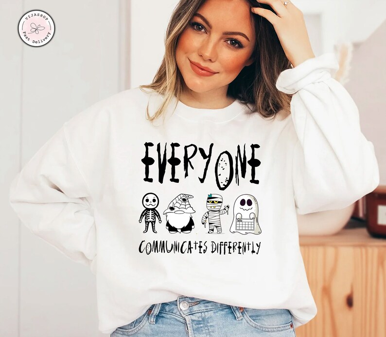 Everyone Communicates Differently Shirt, Slp Halloween Shirt, Halloween ...