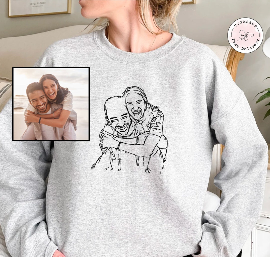 Custom Outline Portrait From Photo Sweatshirt Personalized Photo Pocket ...