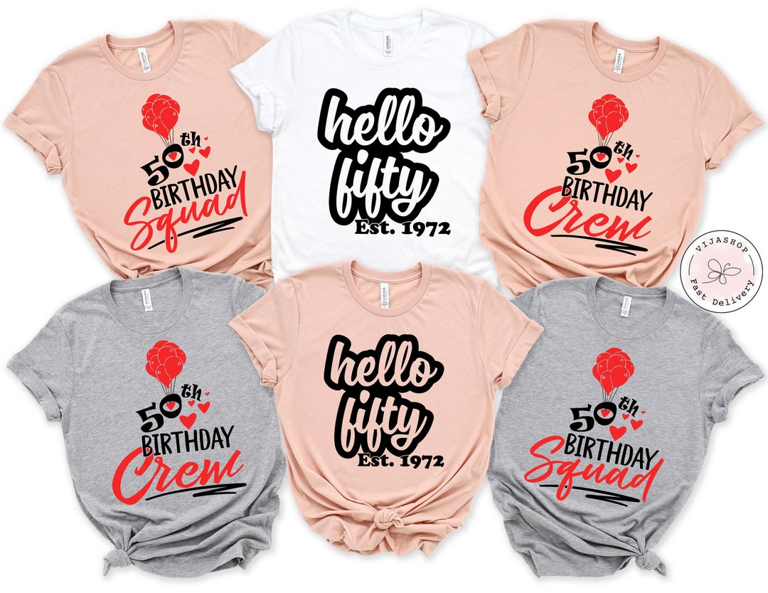 Hello Fifty Shirt, 50th Birthday Sweatshirt, Birthday Party Tees ...