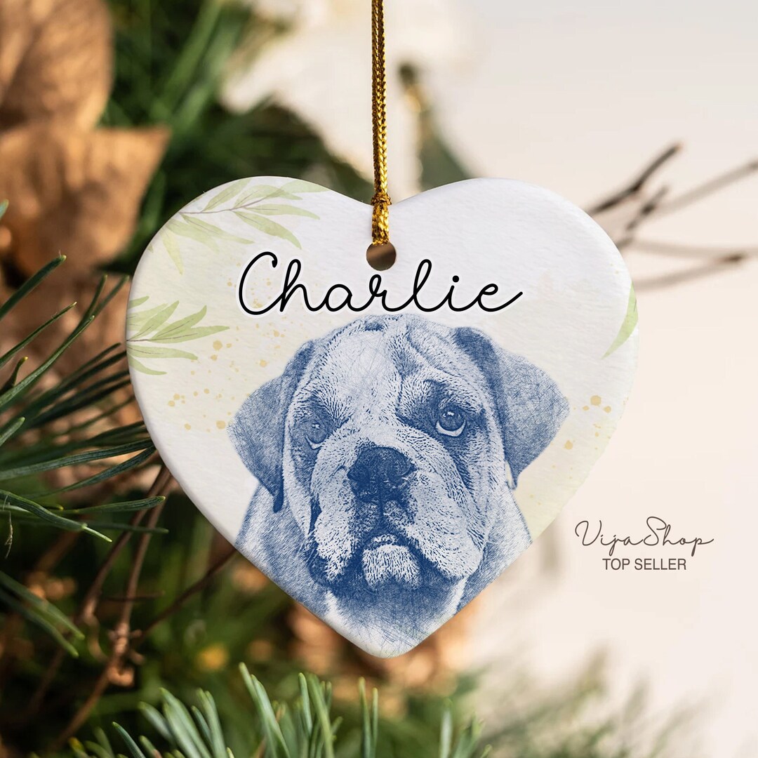 Custom Dog Memorial Ornament W/ Photo, Personalized Dog Ornament, Gift ...