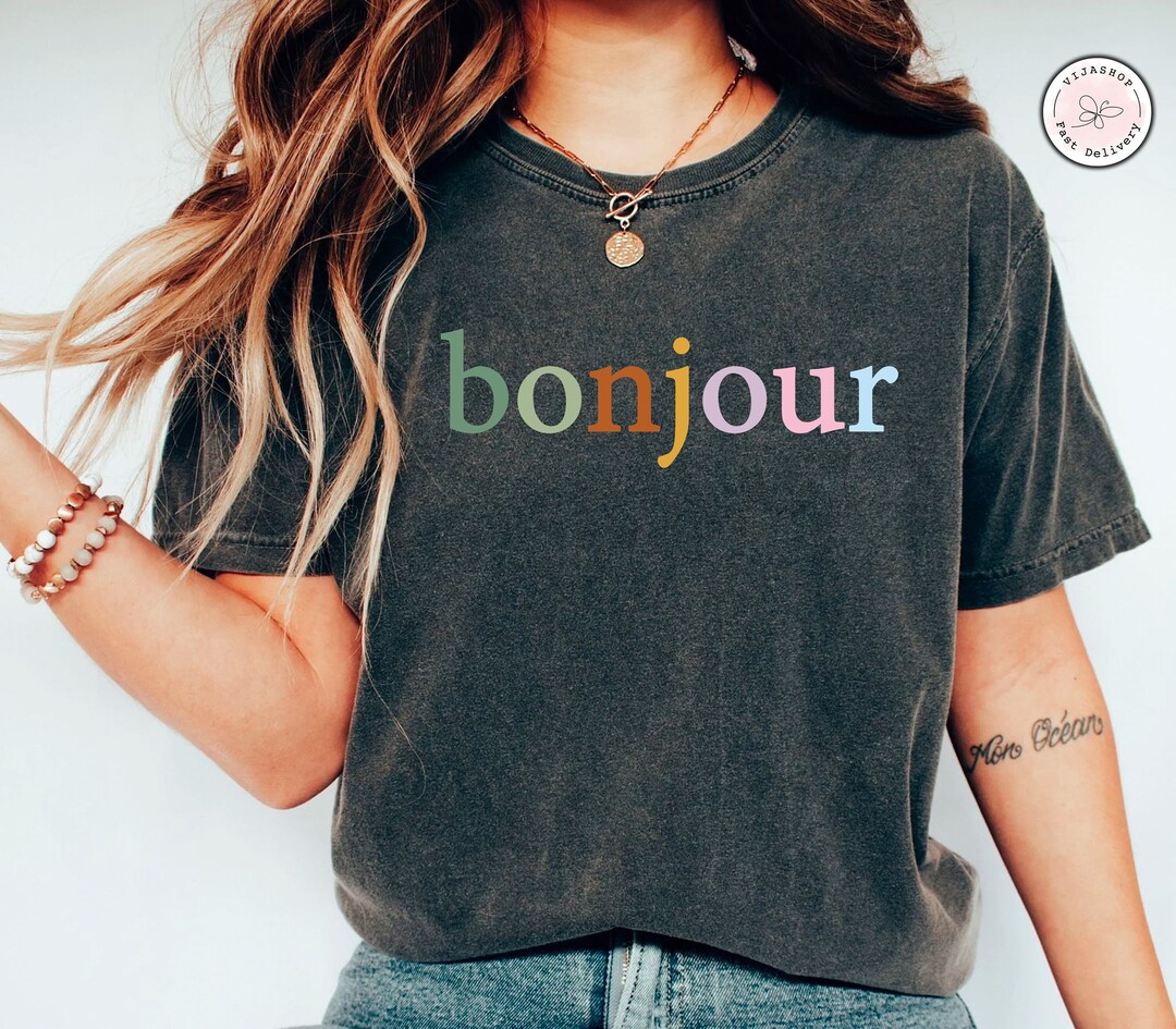 Bonjour Shirt, French Language Shirt for Women, France Souvenir,paris ...