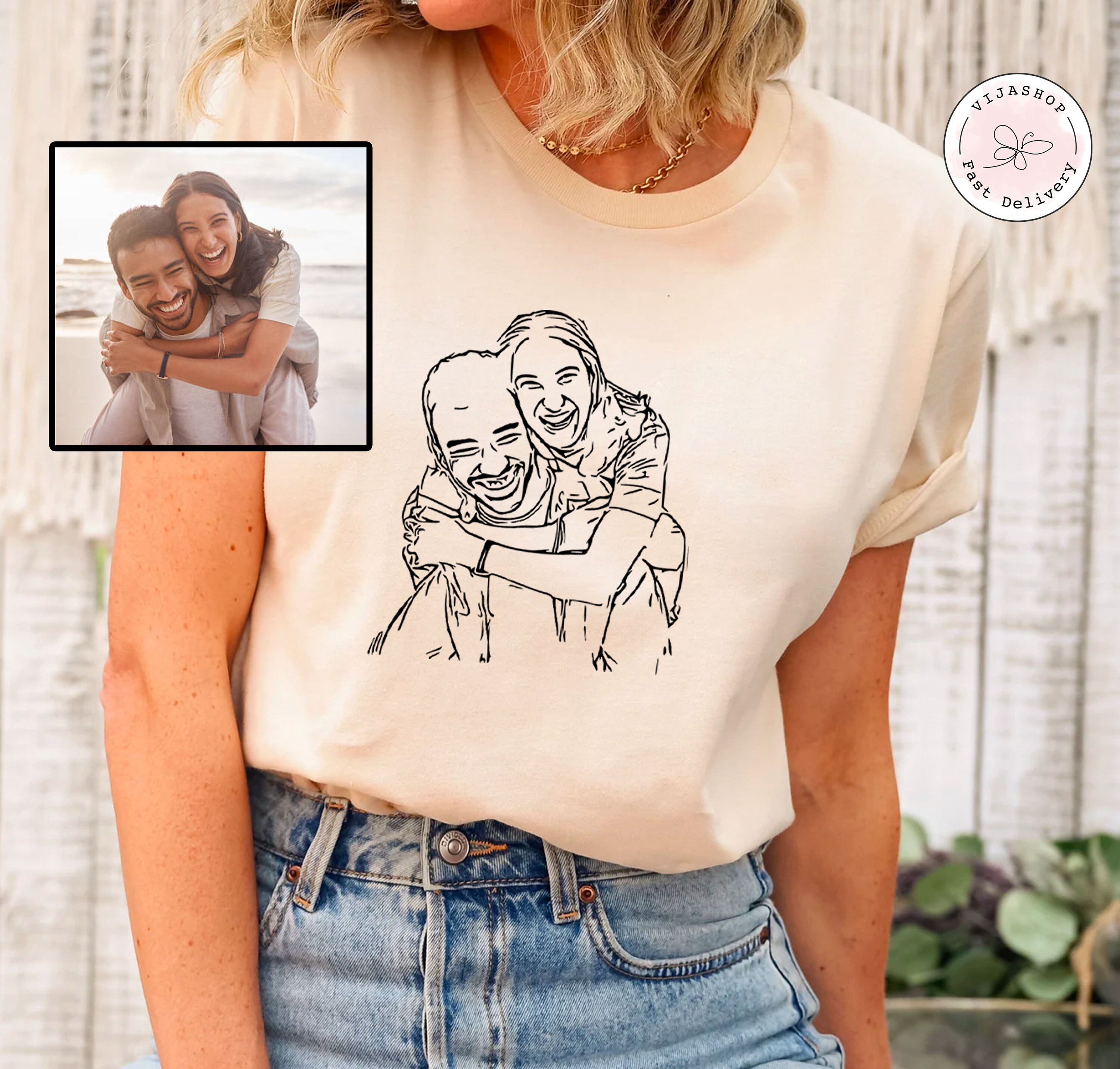 Custom Outline Portrait From Photo Sweatshirt Personalized Photo Pocket ...