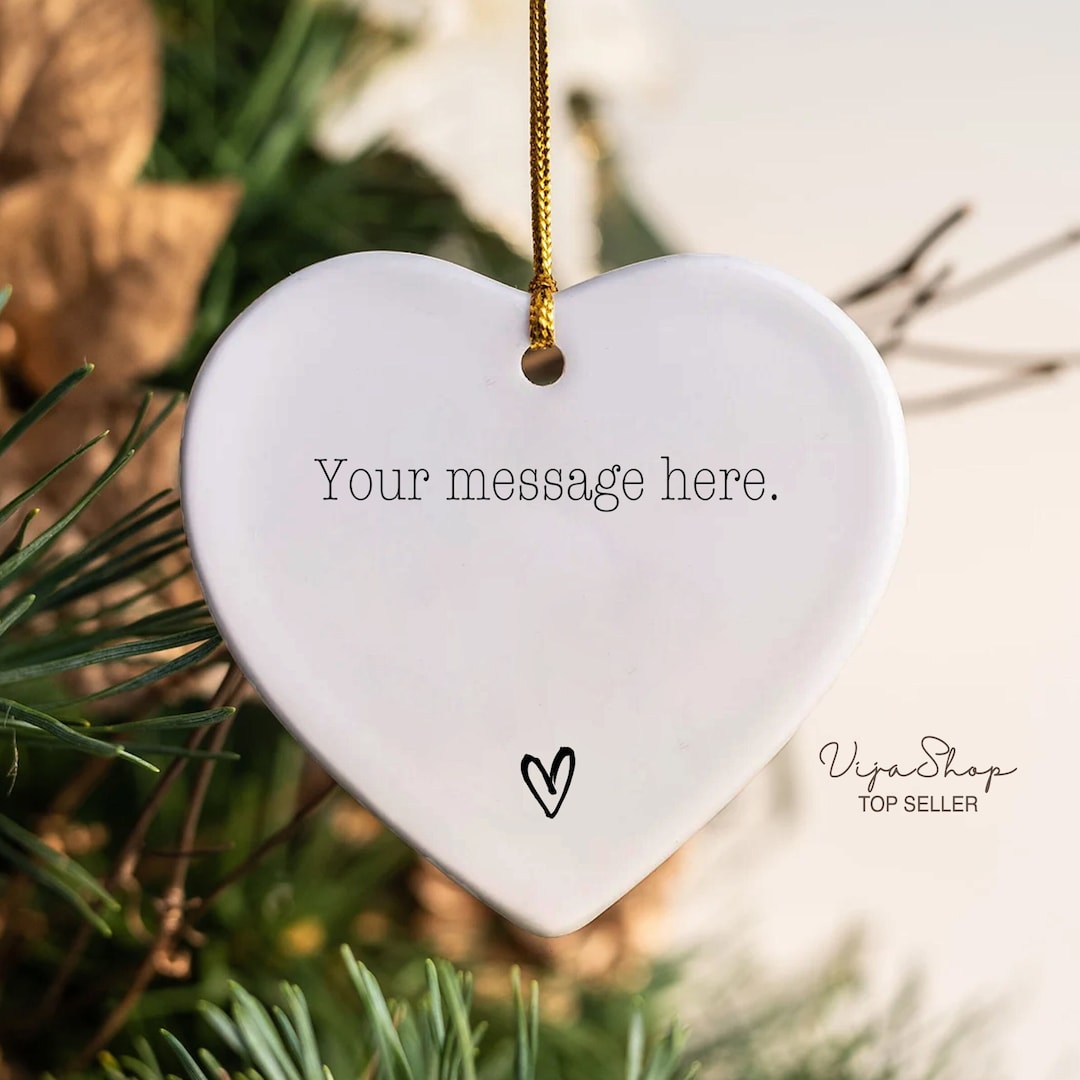 Custom Text Message Ornament Personalised Friends Christmas Ceramic ...