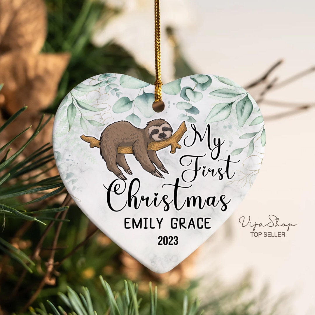 Sloth Christmas Ornament - Personalized Girls Christmas Ornament - Kids ...