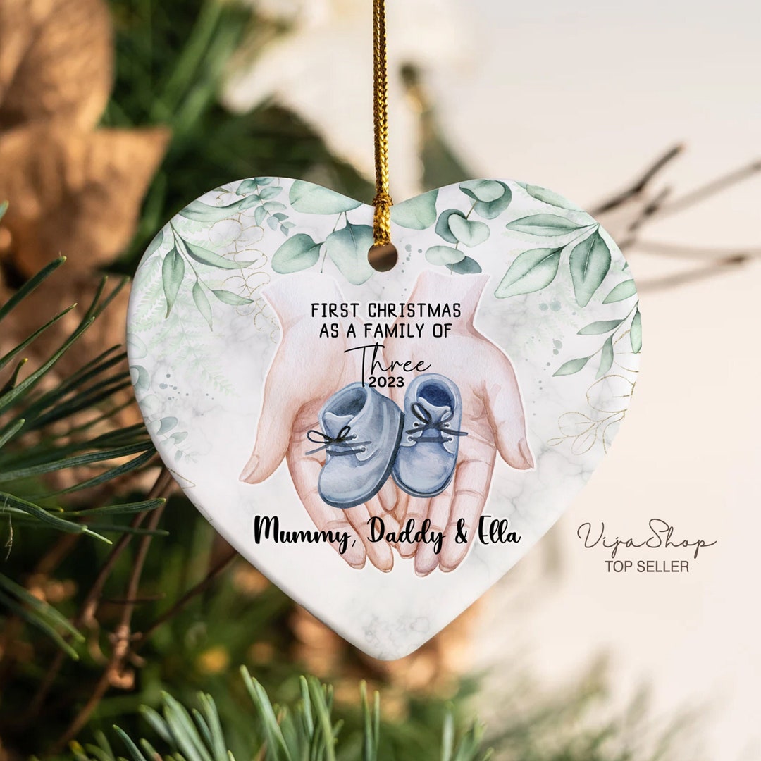 Personalized Family of Three Christmas Ornament, Baby's First Christmas ...
