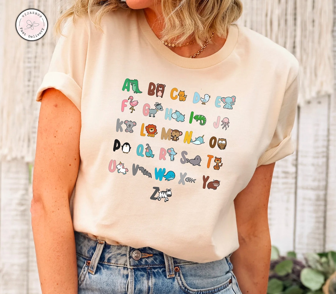 Alphabet Shirt for Teachers, Alphabet Shirt, Kingergarten Teacher Shirt ...