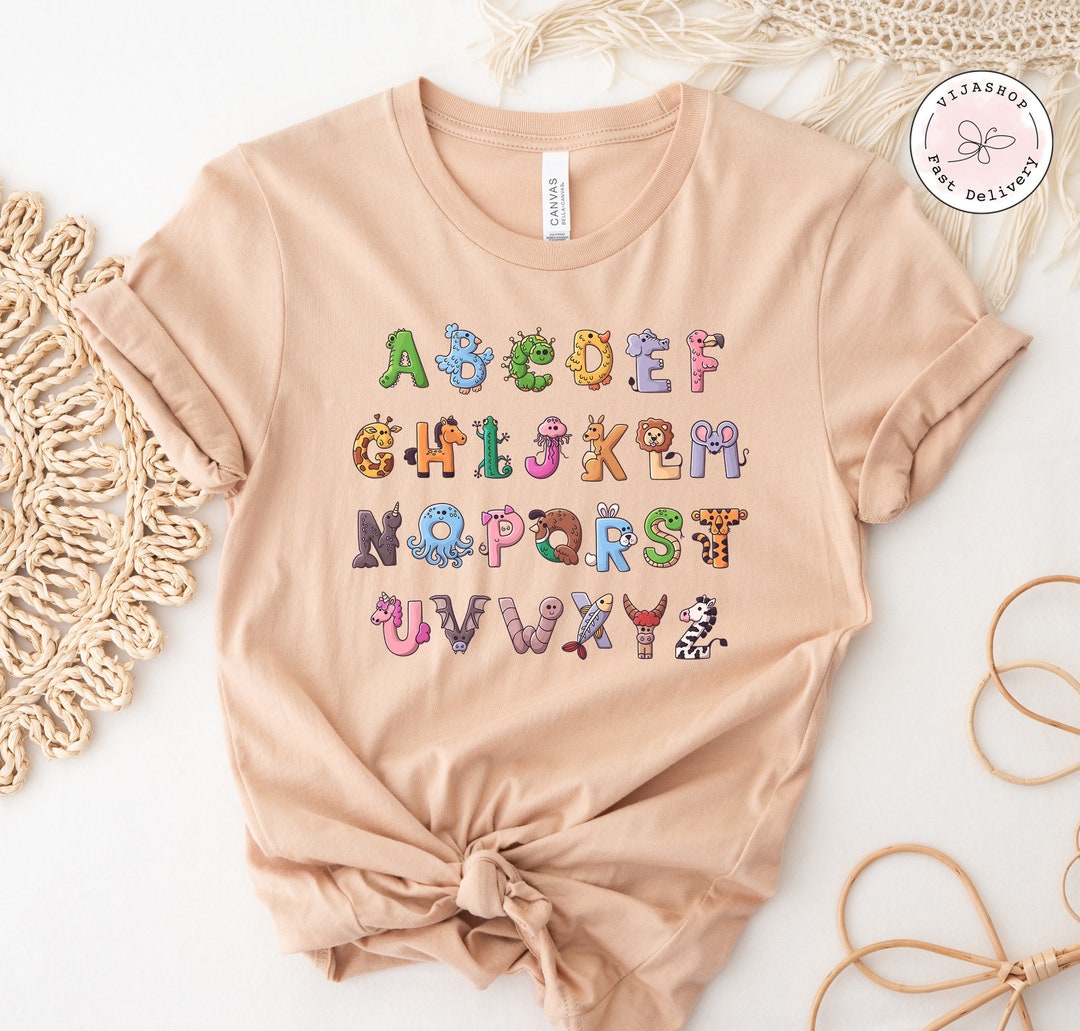 Animals Alphabet T-shirt, Alphabet Shirt for Teachers, Alphabet Shirt ...
