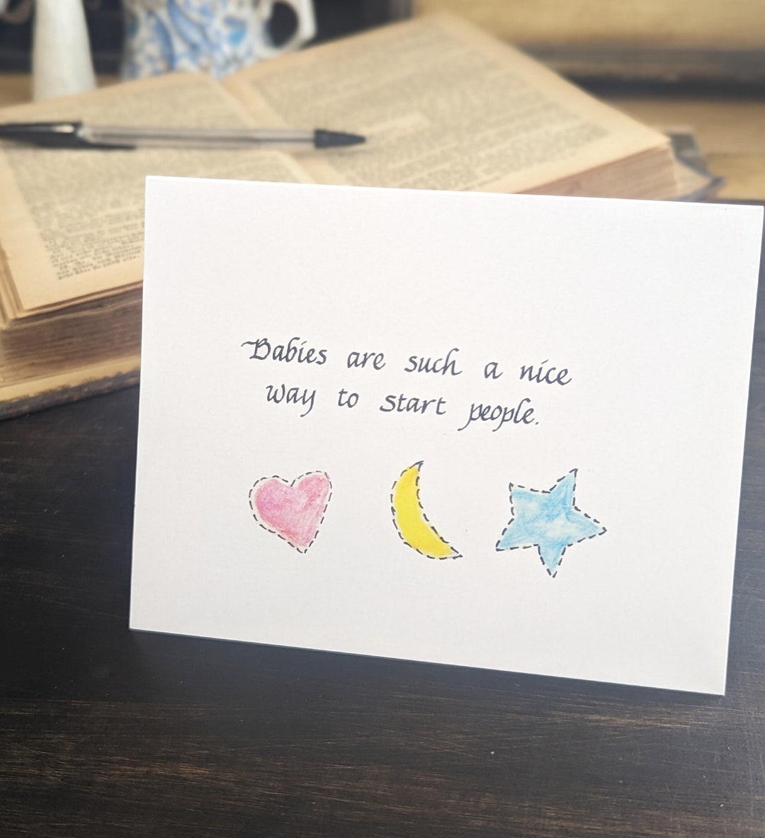 New Baby Card, Handmade Calligraphy Note, Welcome Child ,baby Shower ...