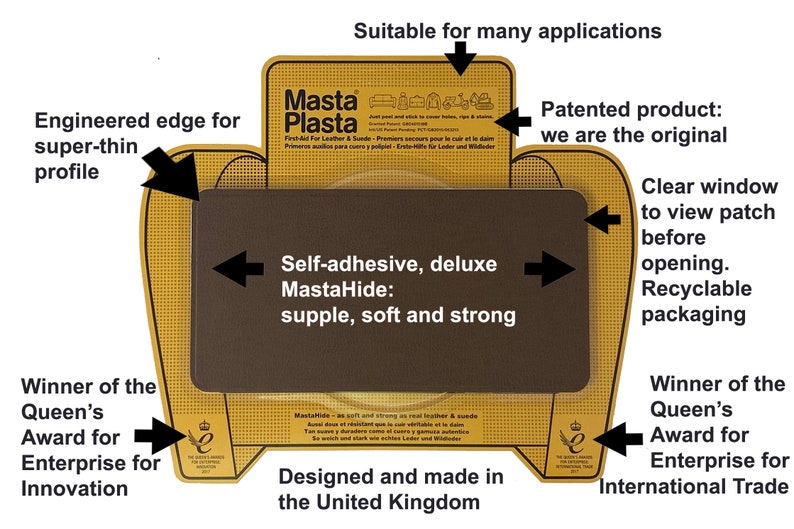 Mastaplasta Self-adhesive PREMIUM LEATHER REPAIR Patches 20cmx10cm ...