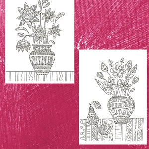 Ten (10) Simple and Complex Flowers and Cacti Coloring Pages for ...