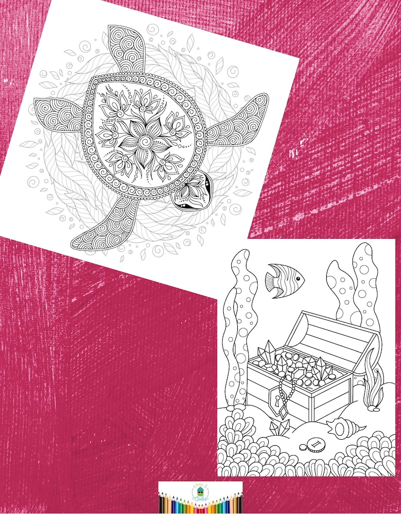 Ten (10) Seaside Themed Simple and Complex Coloring Pages for Download ...