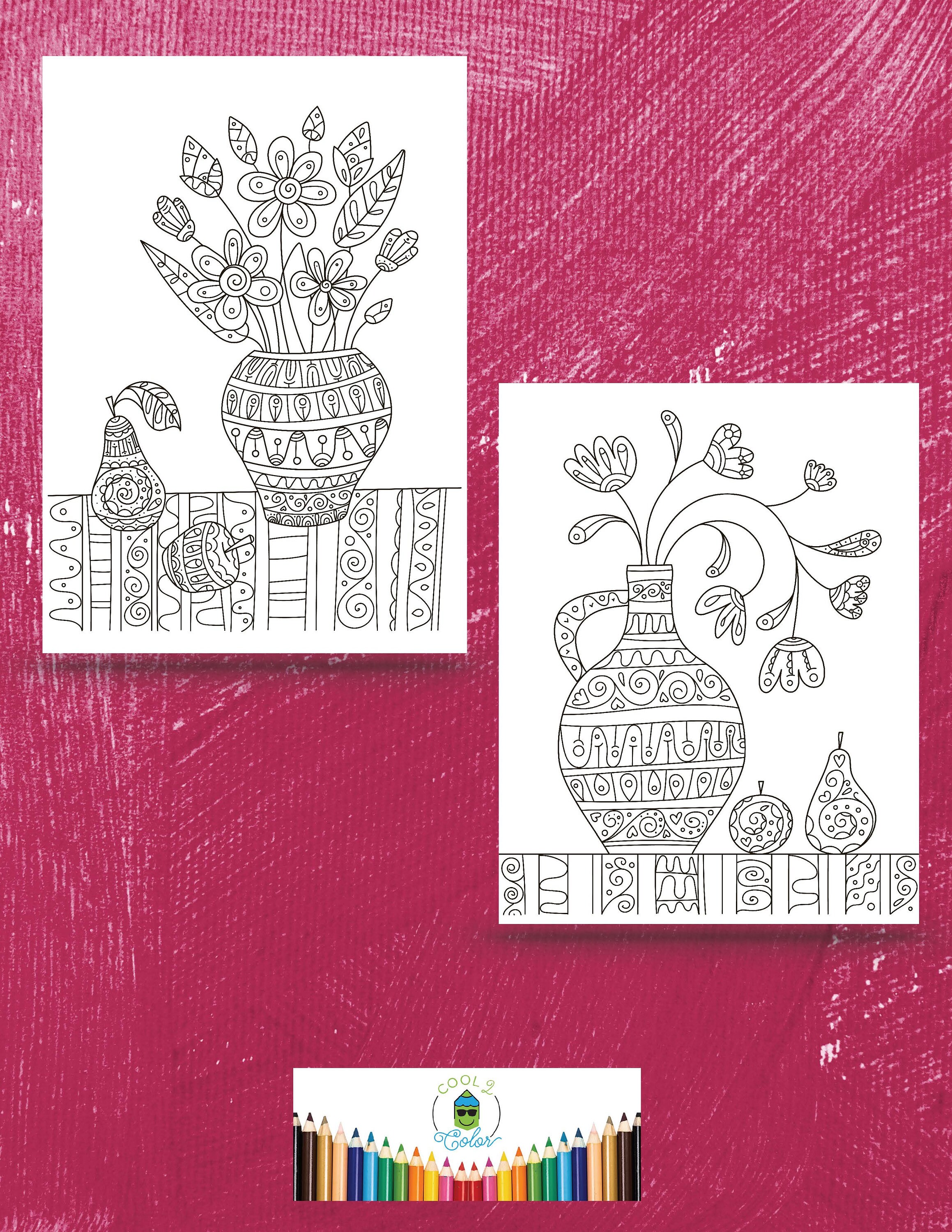 Ten (10) Simple and Complex Flowers and Cacti Coloring Pages for ...