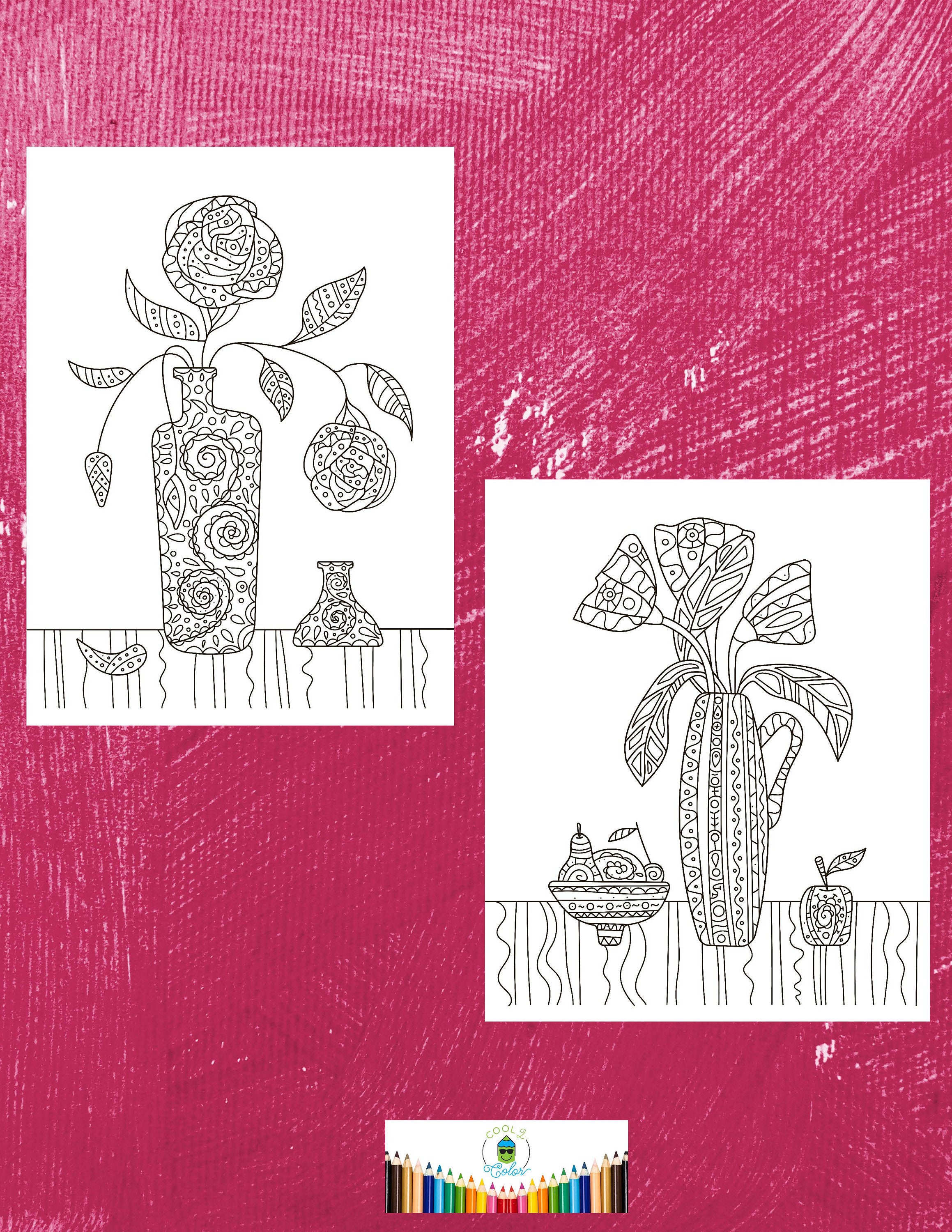 Ten (10) Simple and Complex Flowers and Cacti Coloring Pages for ...