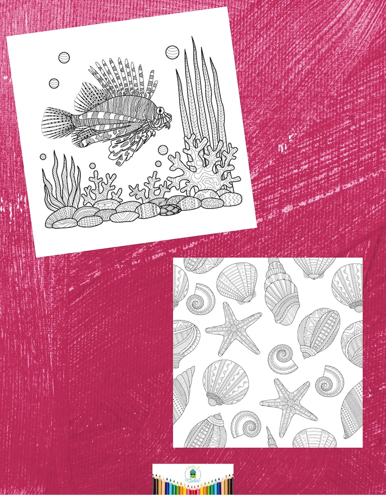 Ten (10) Seaside Themed Simple and Complex Coloring Pages for Download ...