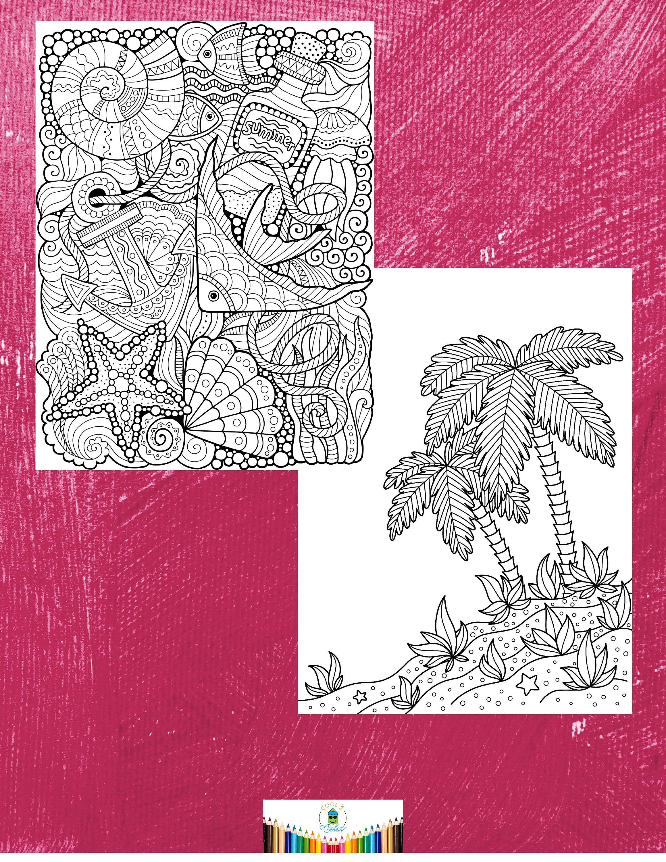 Ten (10) Seaside Themed Simple and Complex Coloring Pages for Download ...
