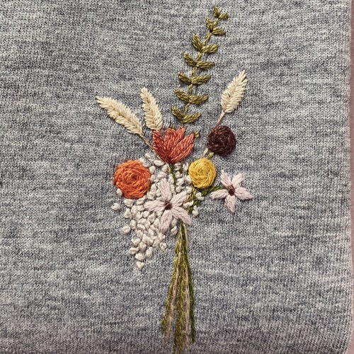 Jewel Bunch Hand-embroidered Floral Bouquet Organic Cotton - Etsy