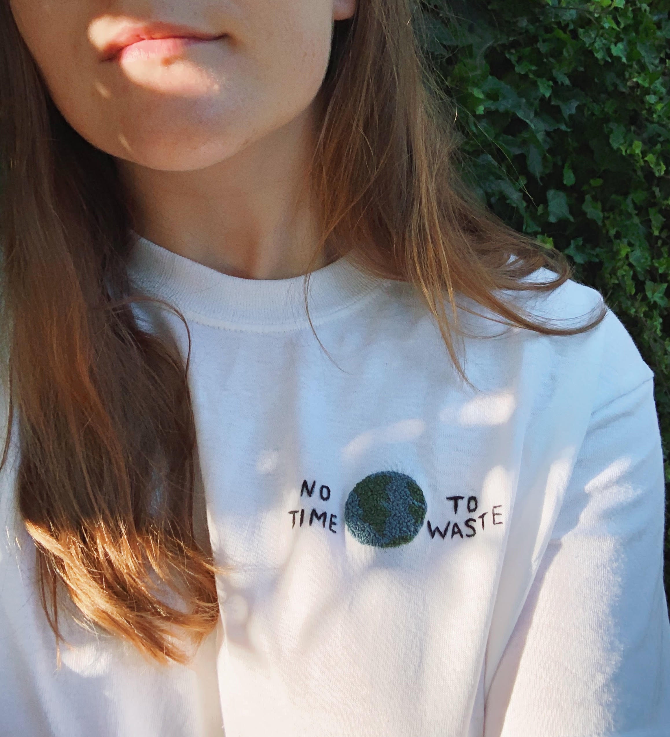No Time to Waste - Hand-embroidered Earth Organic Cotton T-shirt - Etsy