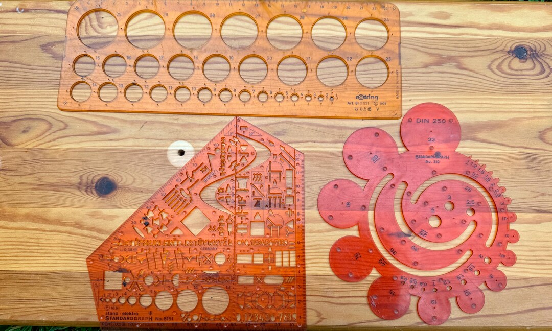 Vintage Rotring Technical Drawing Stencil Set - Etsy
