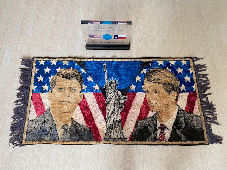 Vintage Kennedy Brothers Wall Hanging Tapestry Rug JFK & RFK - Etsy