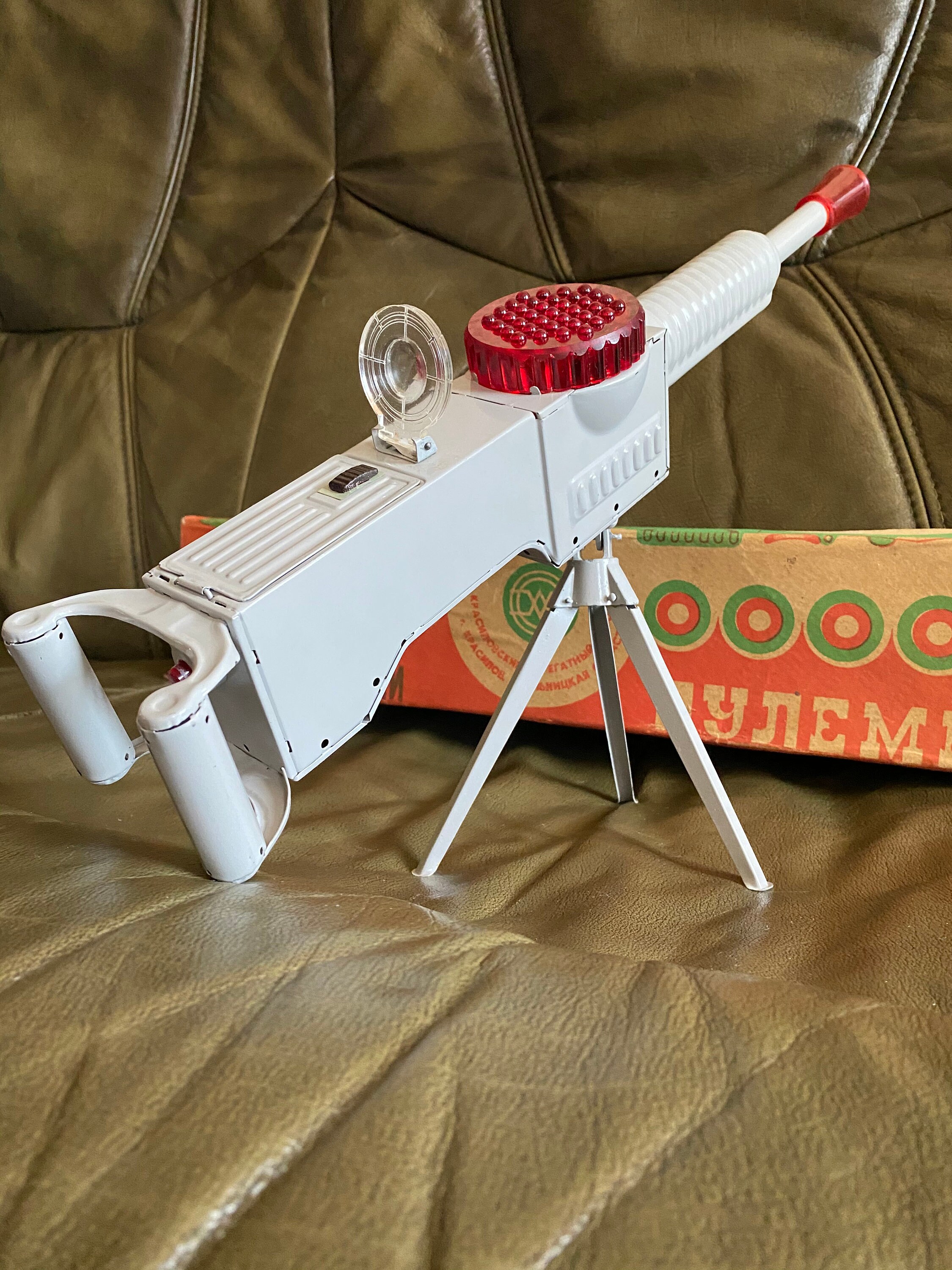 Vintage USSR Made Military Tin Toy Machine Gun DP1 Battery Operated ...