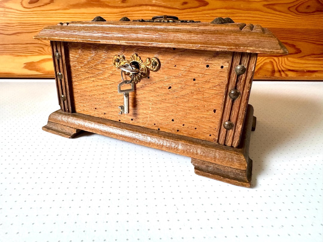 Vintage Wooden Jewelry Box – Mid-century Treasure Chest – West Germany ...