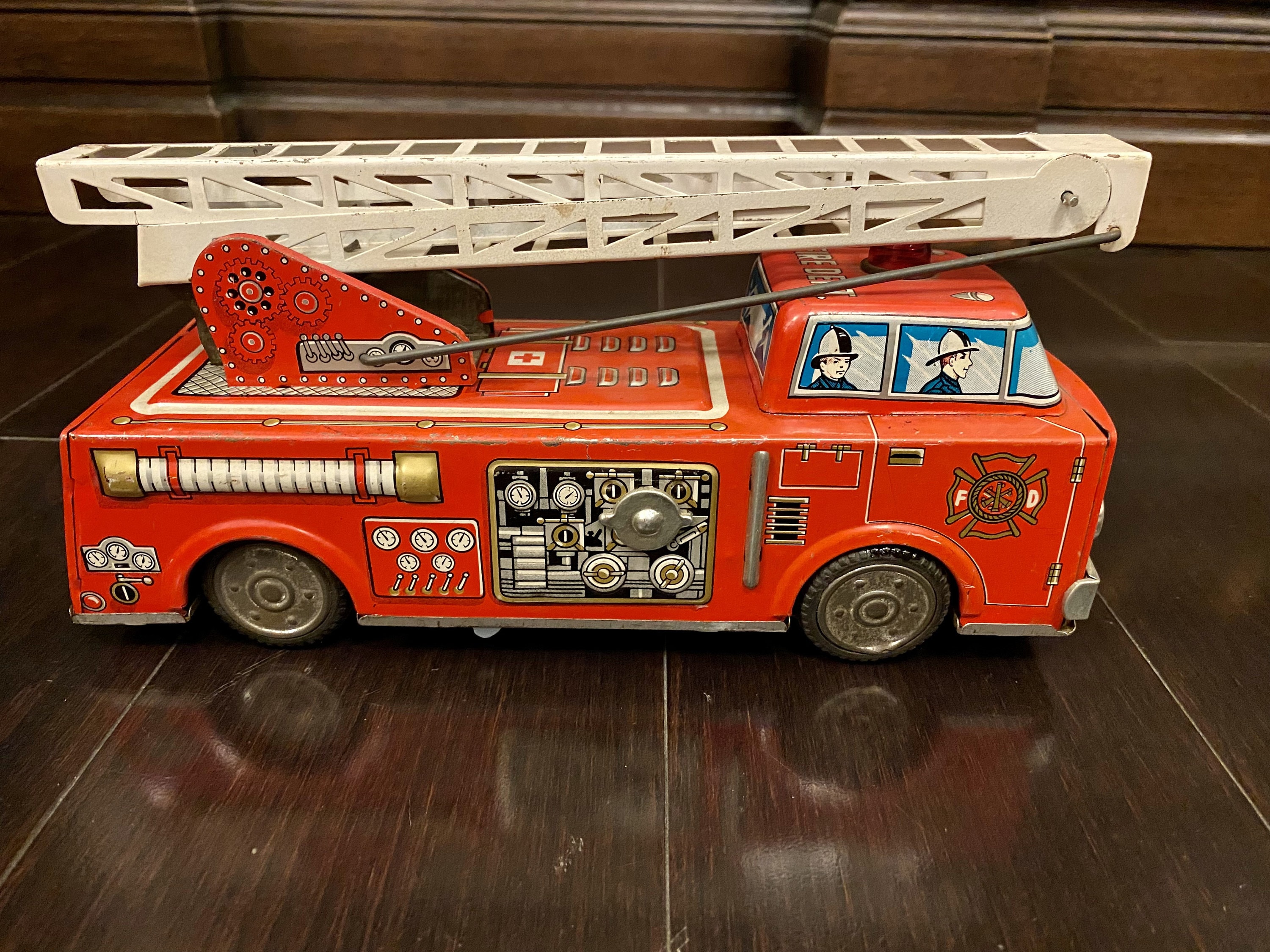 Vintage Tin Toy Fire Truck Fire Engine Ladder Truck Rare - Etsy