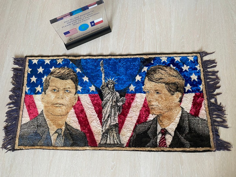 Vintage Kennedy Brothers Wall Hanging Tapestry Rug JFK & RFK - Etsy