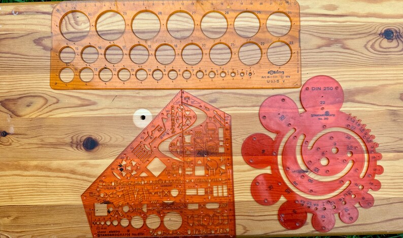 Vintage Rotring Technical Drawing Stencil Set - Etsy