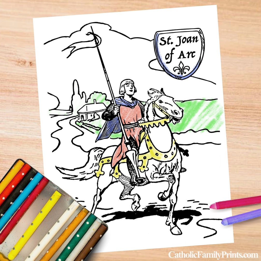 Saint Joan of Arc Coloring Page for Catholics - Etsy