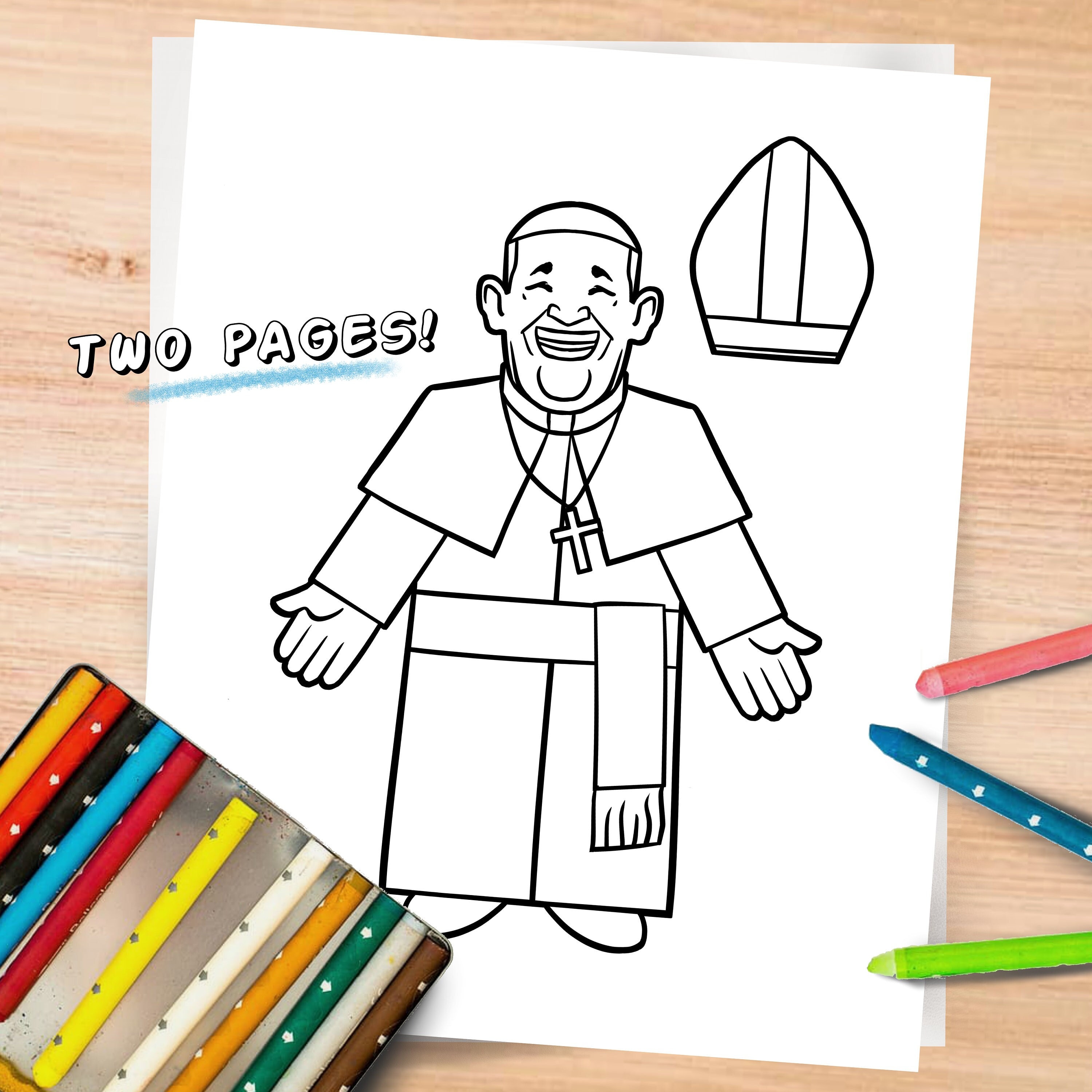 Pope Francis Coloring Page for Catholics - Etsy