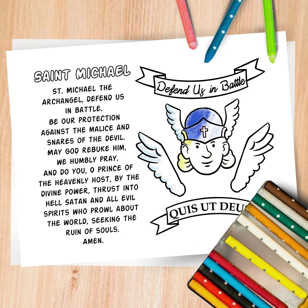 Saint Michael Coloring & Activity Pages for Catholics, With Word Search ...