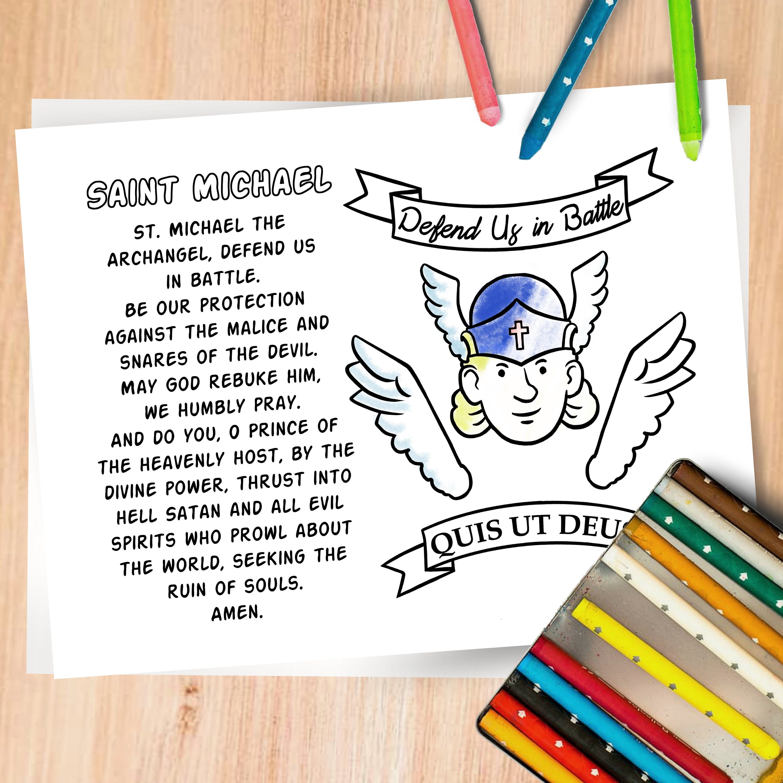 Saint Michael Coloring & Activity Pages for Catholics, With Word Search ...