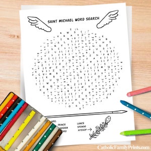 Saint Michael Coloring & Activity Pages for Catholics, With Word Search ...