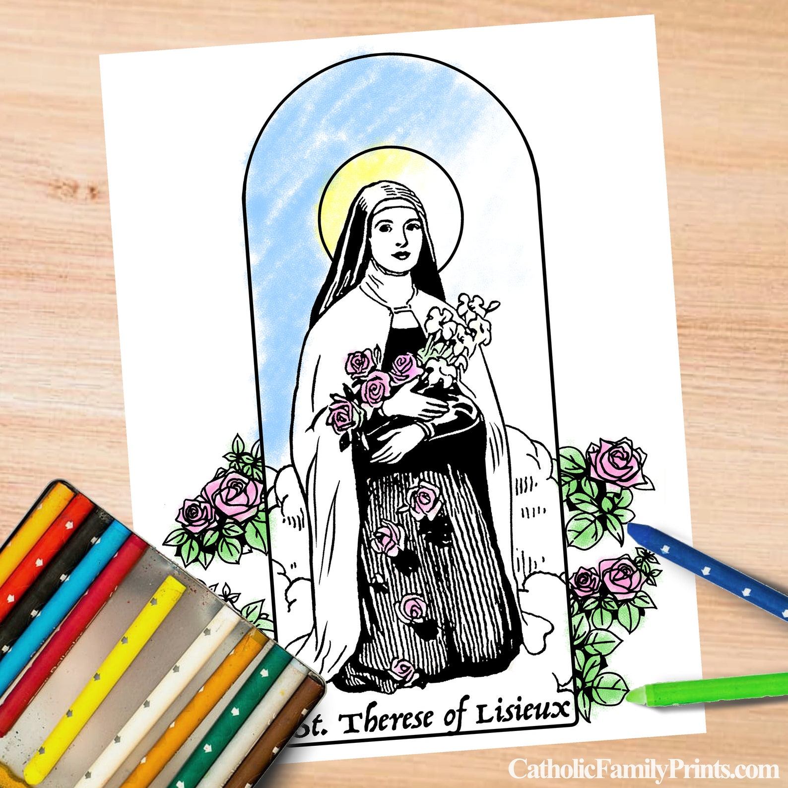 Saint Therese of Lisieux Coloring Page for Catholics - Etsy