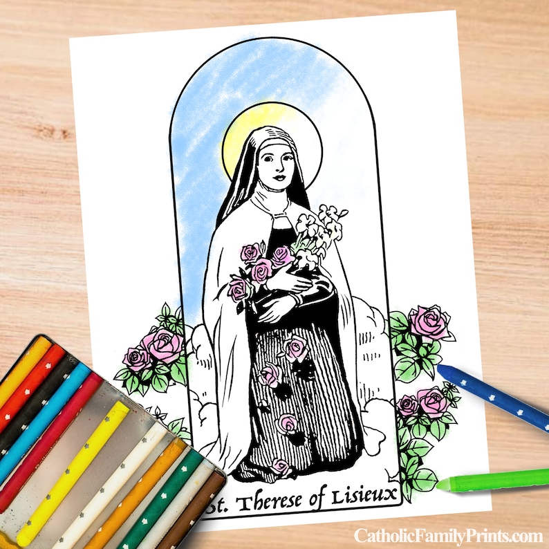 Saint Therese of Lisieux Coloring Page for Catholics - Etsy