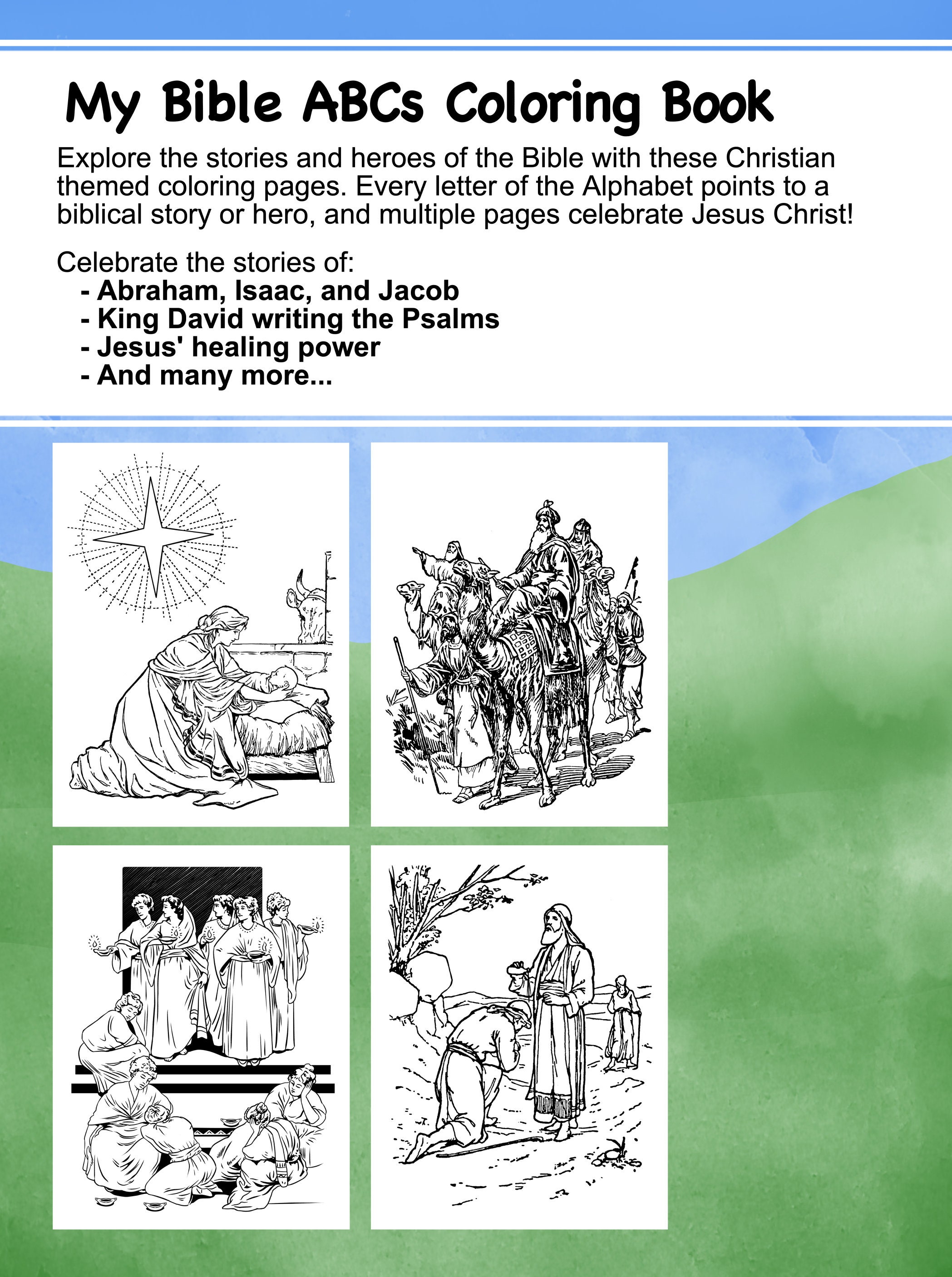 My Bible Abcs: A Christian Alphabet Coloring Book, PRINTABLE - Etsy