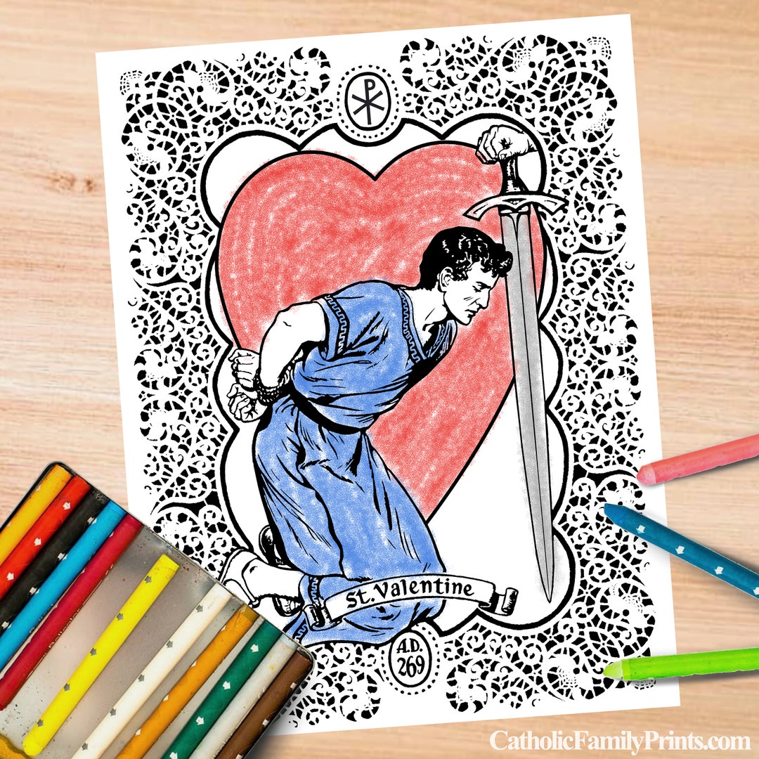 Saint Valentine Coloring Page for Catholics - Etsy