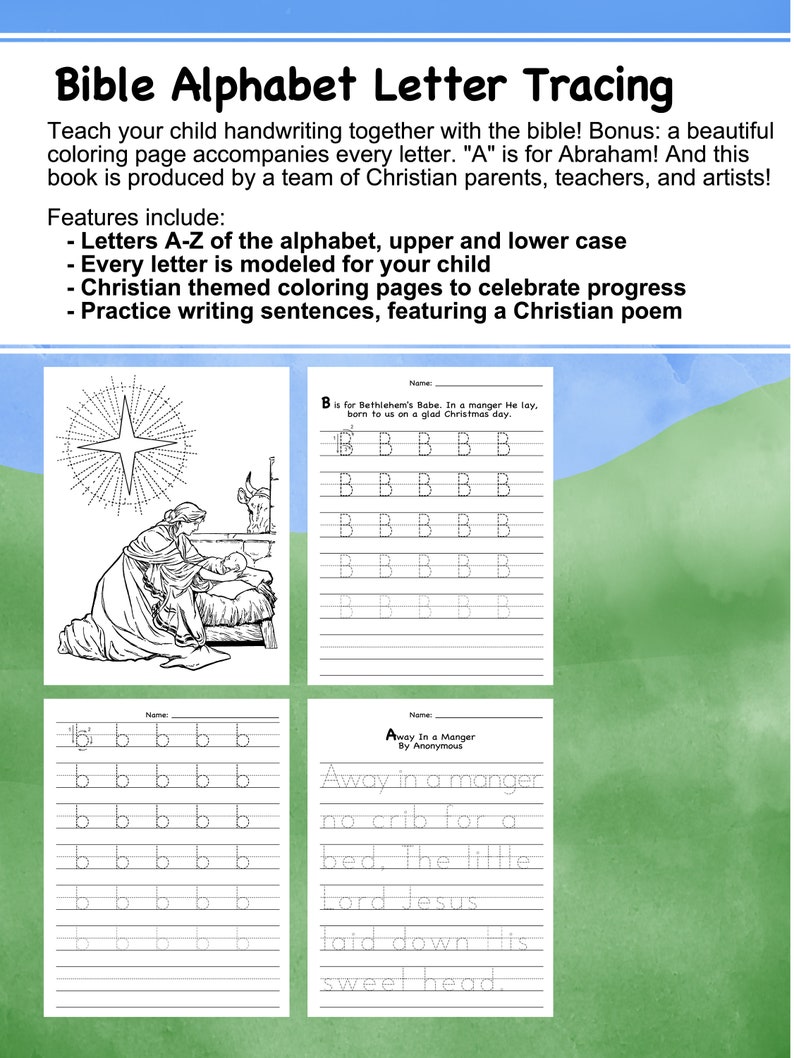 Bible Alphabet Letter Tracing: Christian Handwriting Workbook With ...