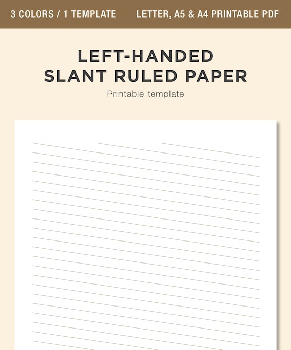 LEFT-HANDED Printable Paper Slant-ruled Paper Lefty | Etsy