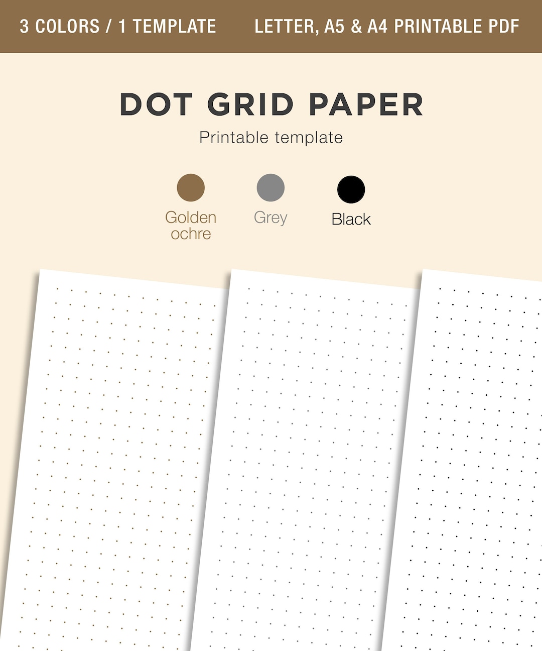 DOT GRID Paper Printable, Dot Grid Paper, Calligraphy Dot Grid Paper ...