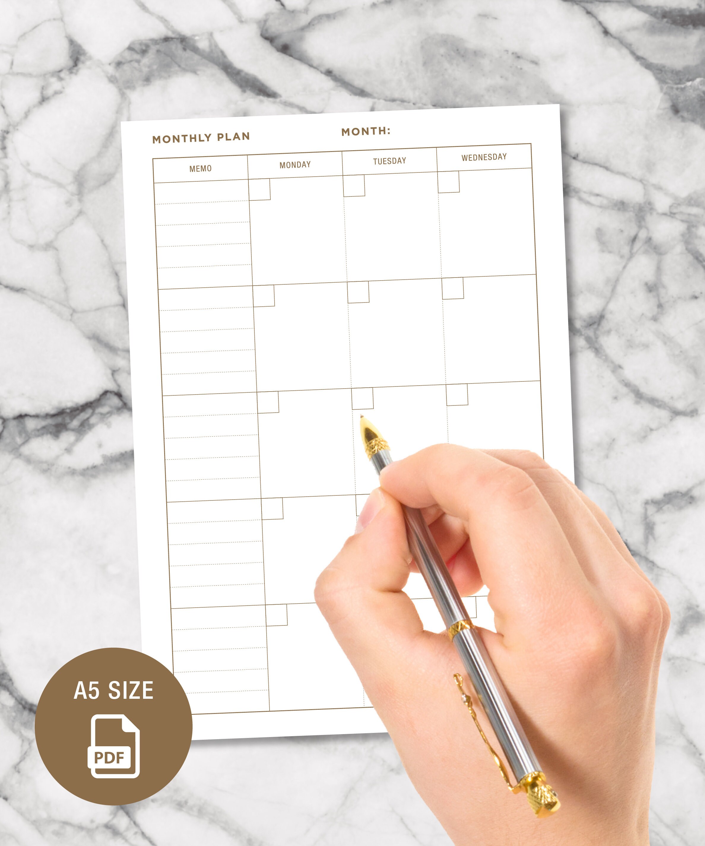 Undated Monthly Plan Printable, Month on 2 Pages, Two Page Planner ...