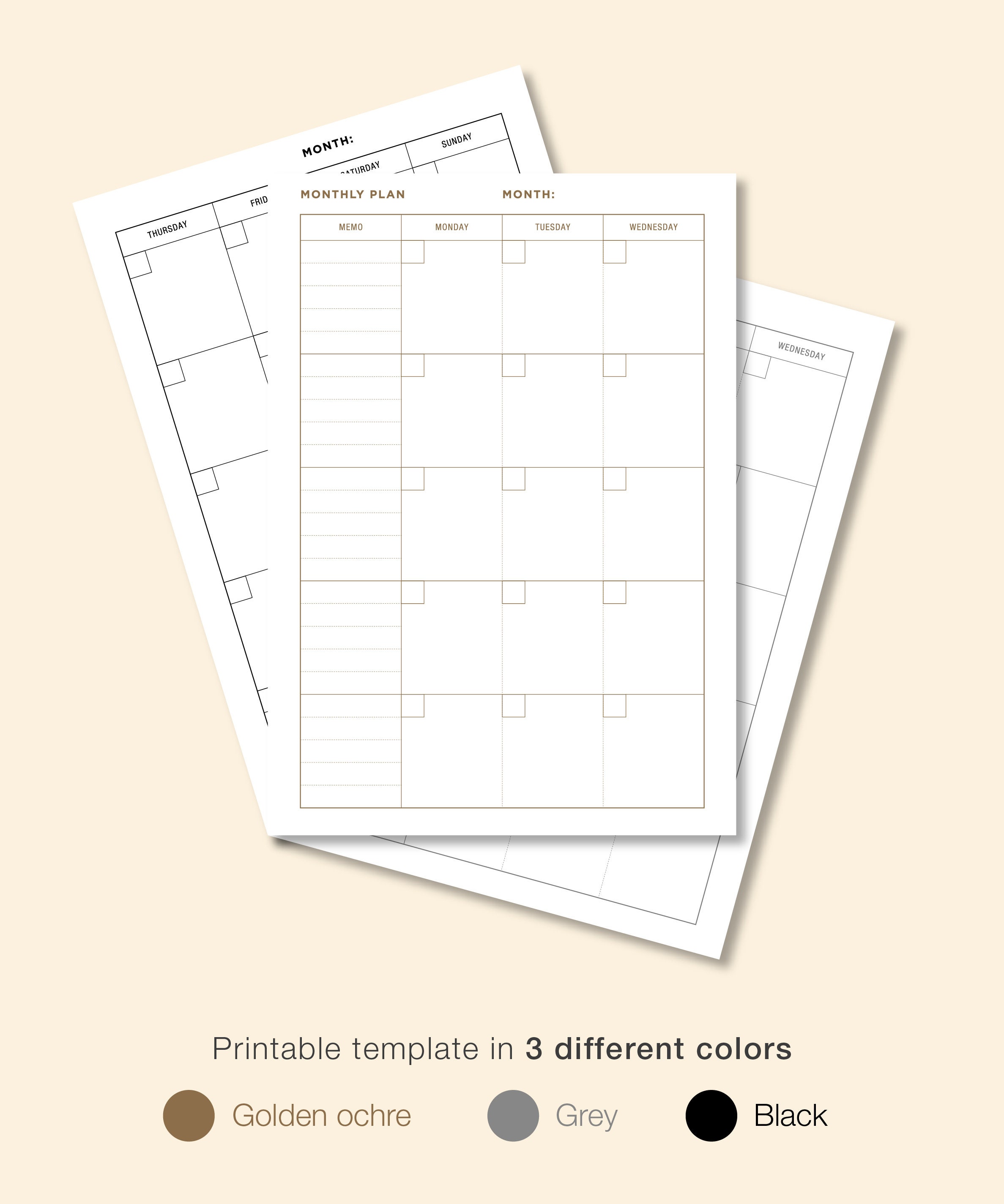 Undated Monthly Plan Printable, Month on 2 Pages, Two Page Planner ...