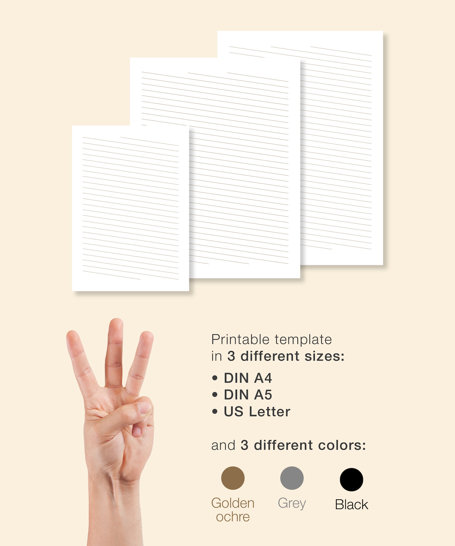 LEFT-HANDED Printable Paper, Slant-ruled Paper, Lefty Printable, Lefty ...