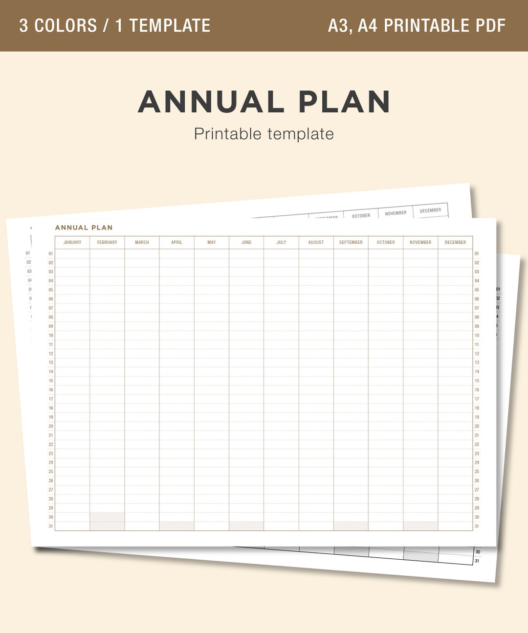 Annual Plan Printable, Annual Planner Template, Annual Reminder, Annual ...