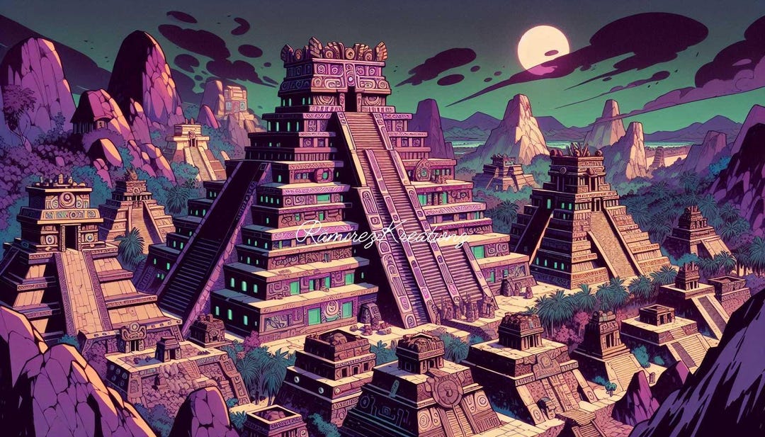 Aztec Temple / Aztec / Digital Art / PNG / Sublimation / DTF - Etsy