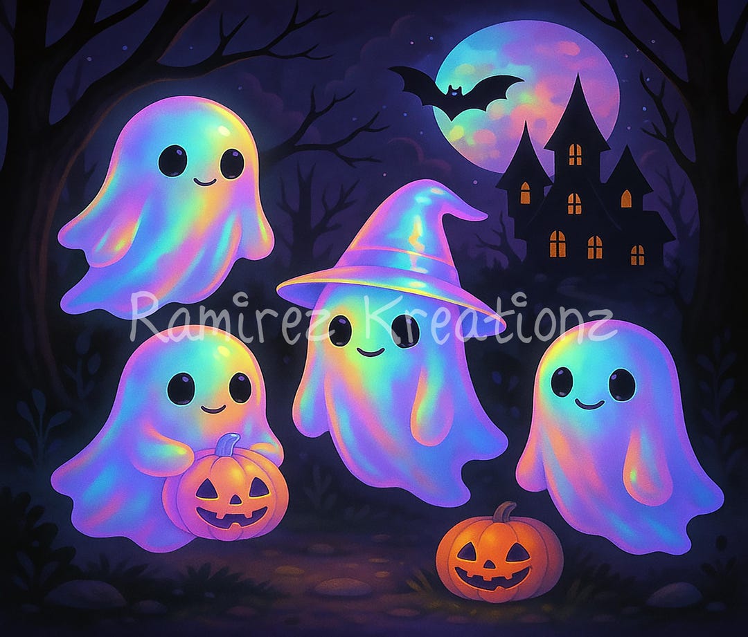 Holographic Ghosts Tumbler Wrap / Halloween / Ghosts / Digital File ...