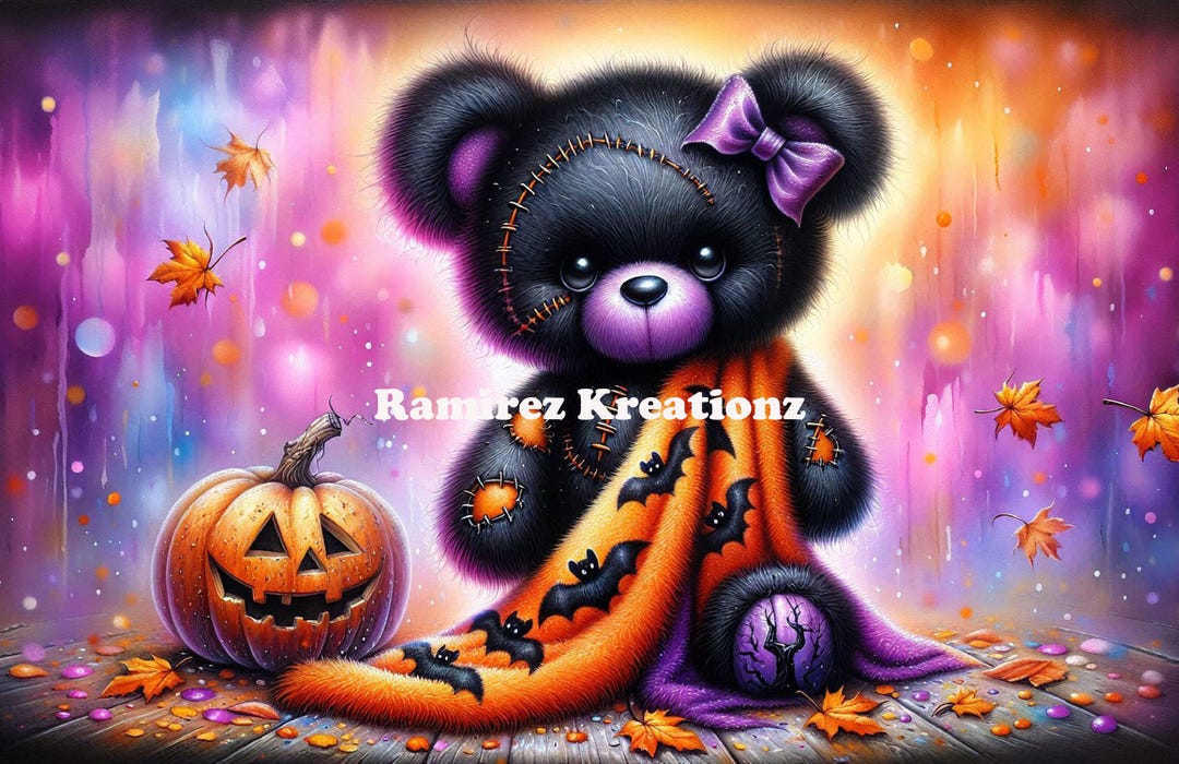 Gothic Halloween Teddy Bear Art, PNG Sublimation (digital Art) - Etsy