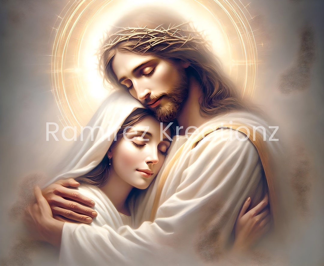 Jesus Embracing Mary/ Digital Art / Png / Sublimation / Tumbler Wrap - Etsy