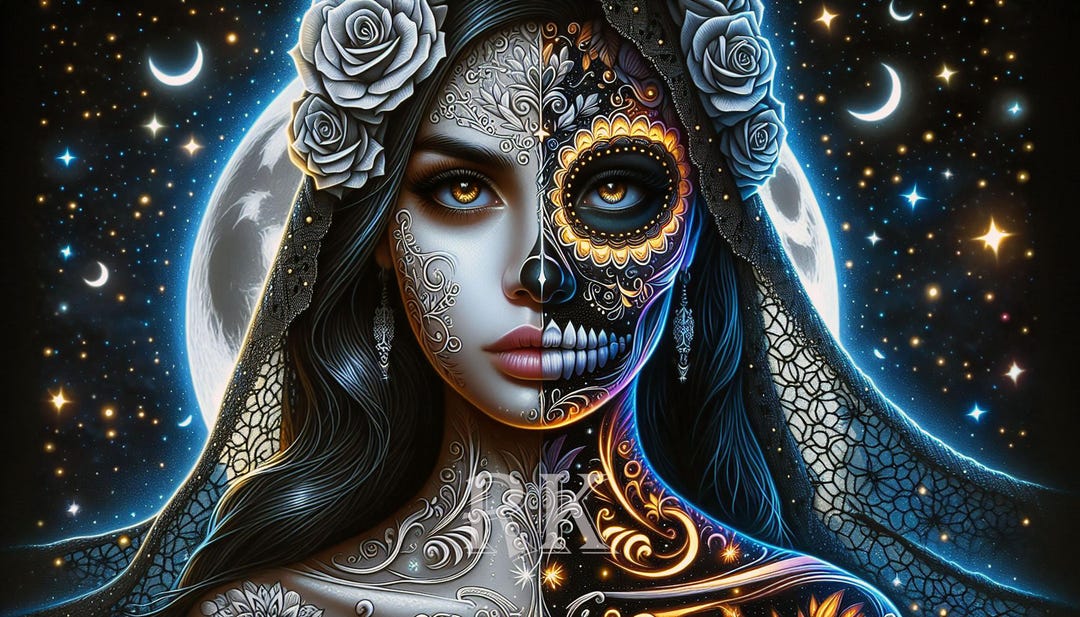 Sugar Skull Woman / Digital Art / Dia De Los Muertos / Day of the Dead ...