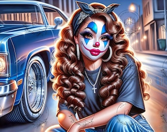 Chola / Chicana / Payasa Make up / Digital Art / PNG / Sublimation ...